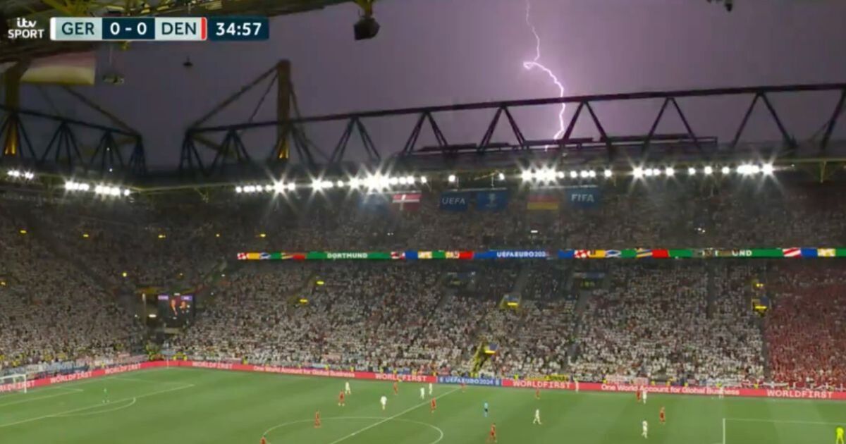 Germany vs Denmark halted as lightning and biblical rain disrupt Euro ...