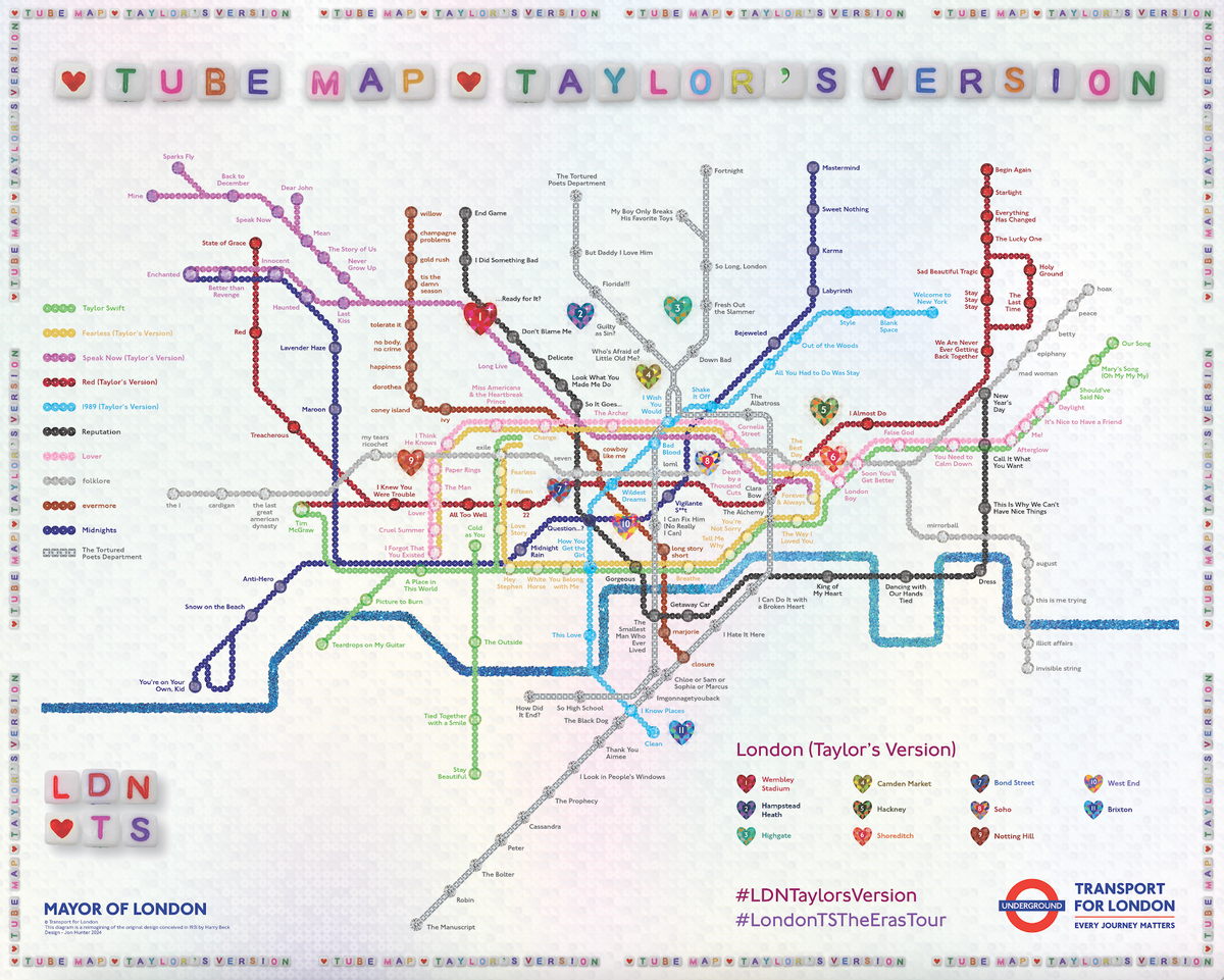 Taylor Swift: Sadiq Khan shares ‘Taylor’s Version’ of London Tube map ...