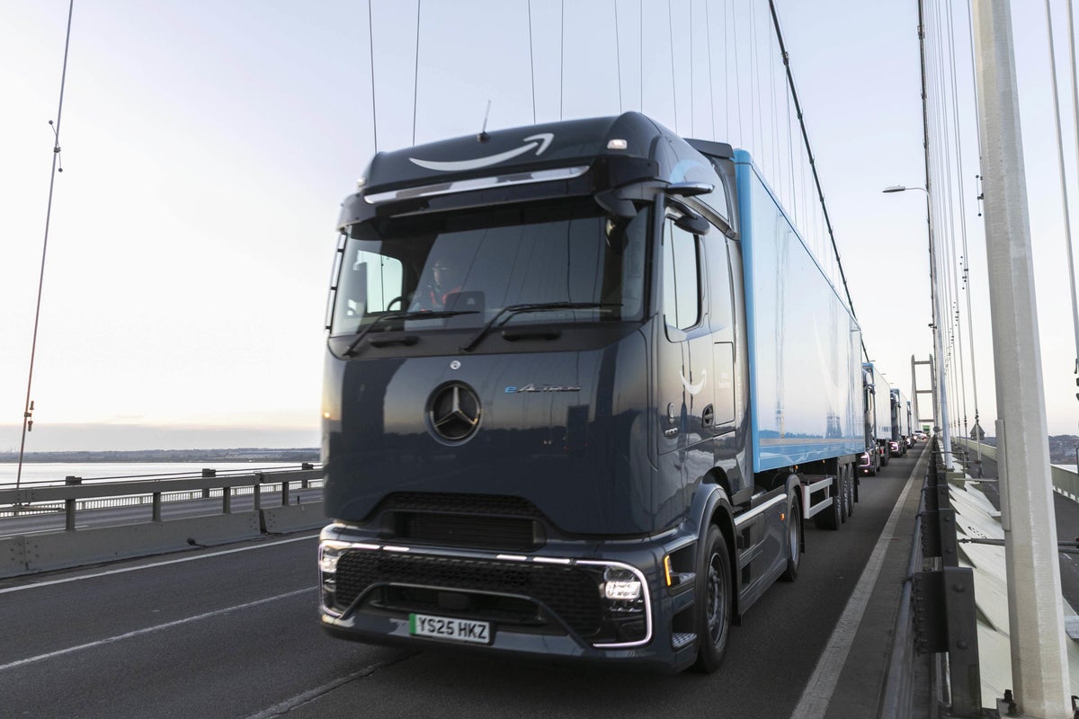 First new Amazon electric heavy goods vehicles hit UK roads | Western ...
